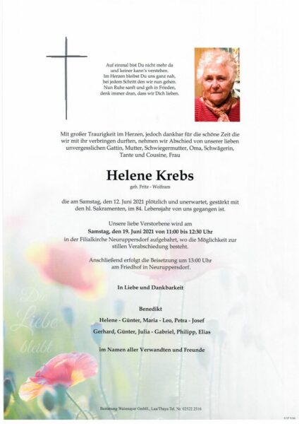 Helene Krebs | Bestattung Kallaus Helene Krebs | Bestattung Kallaus