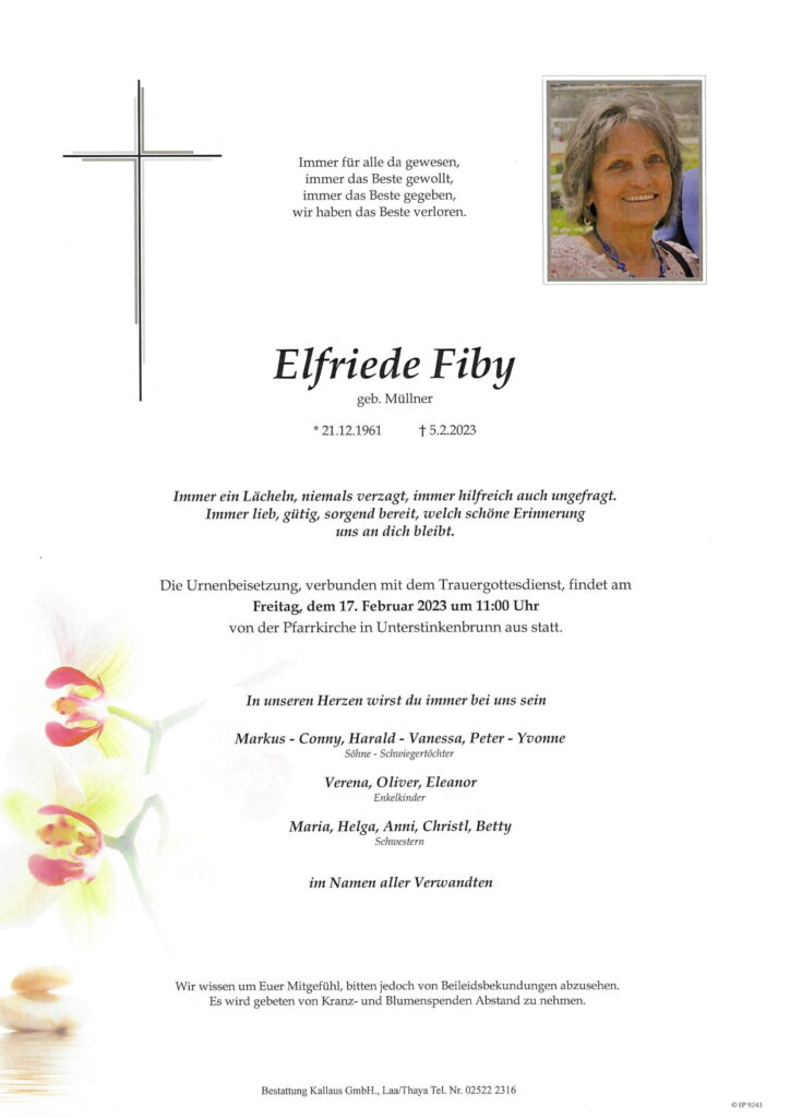 Elfriede Fiby | Bestattung Kallaus