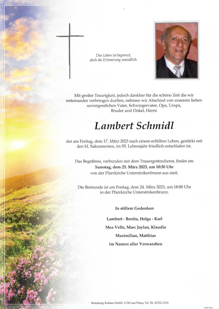 Lambert Schmidl | Bestattung Kallaus