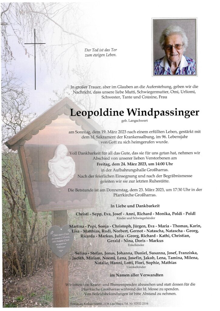 Leopoldine Windpassinger | Bestattung Kallaus