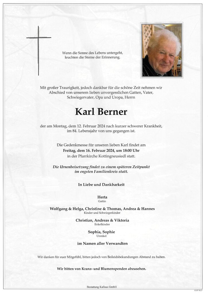 Karl Berner | Bestattung Kallaus