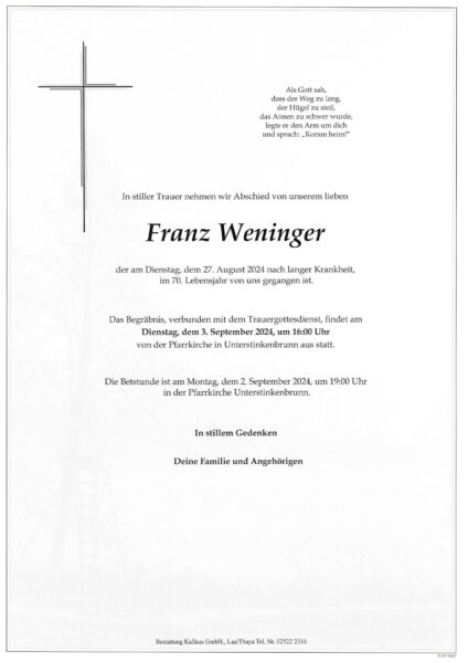 Sterbefälle 2024 | Bestattung Kallaus