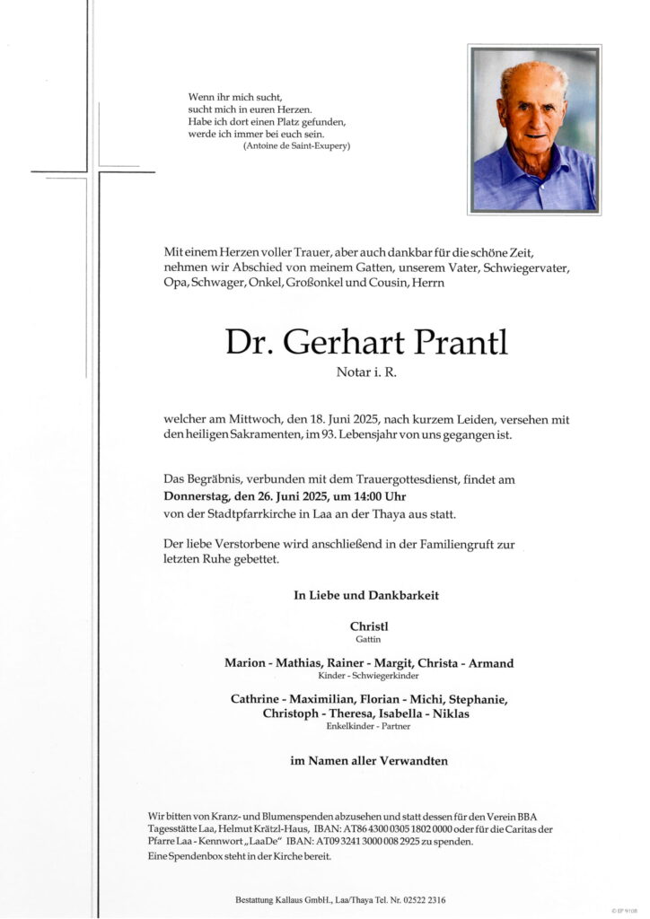 Dr. Gerhart Prantl | Bestattung Kallaus